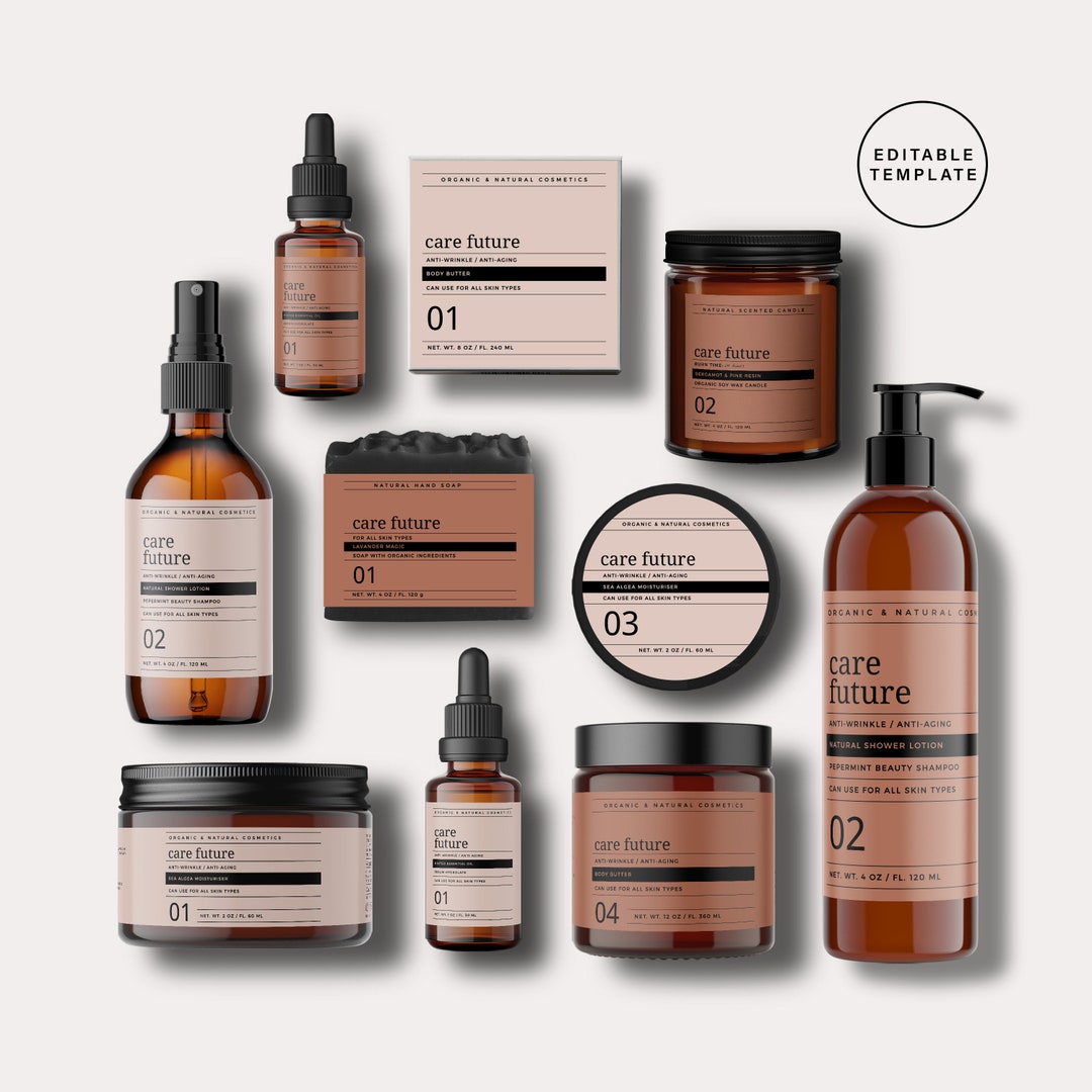 Editable Skincare Label Template, DIY Custom Beauty Product Label ...