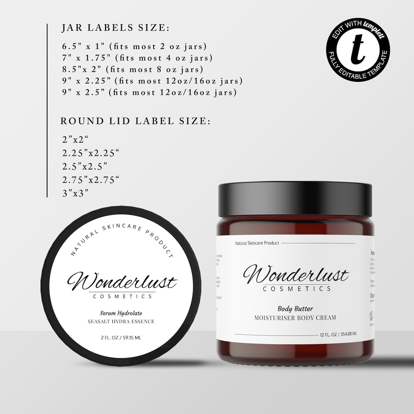 Editable Cosmetic Jar Label Template Printable Beauty Product - Etsy