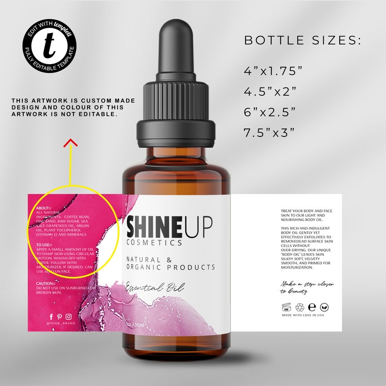 Editable Shampoo Bottle Label, Printable Skincare Bottle Label Template ...