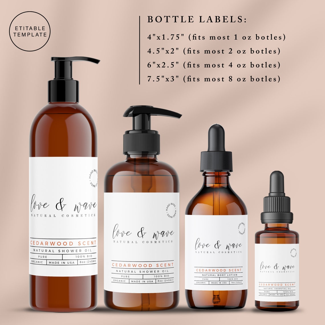 Customisable Cosmetic Label Template Editable Beauty Product - Etsy