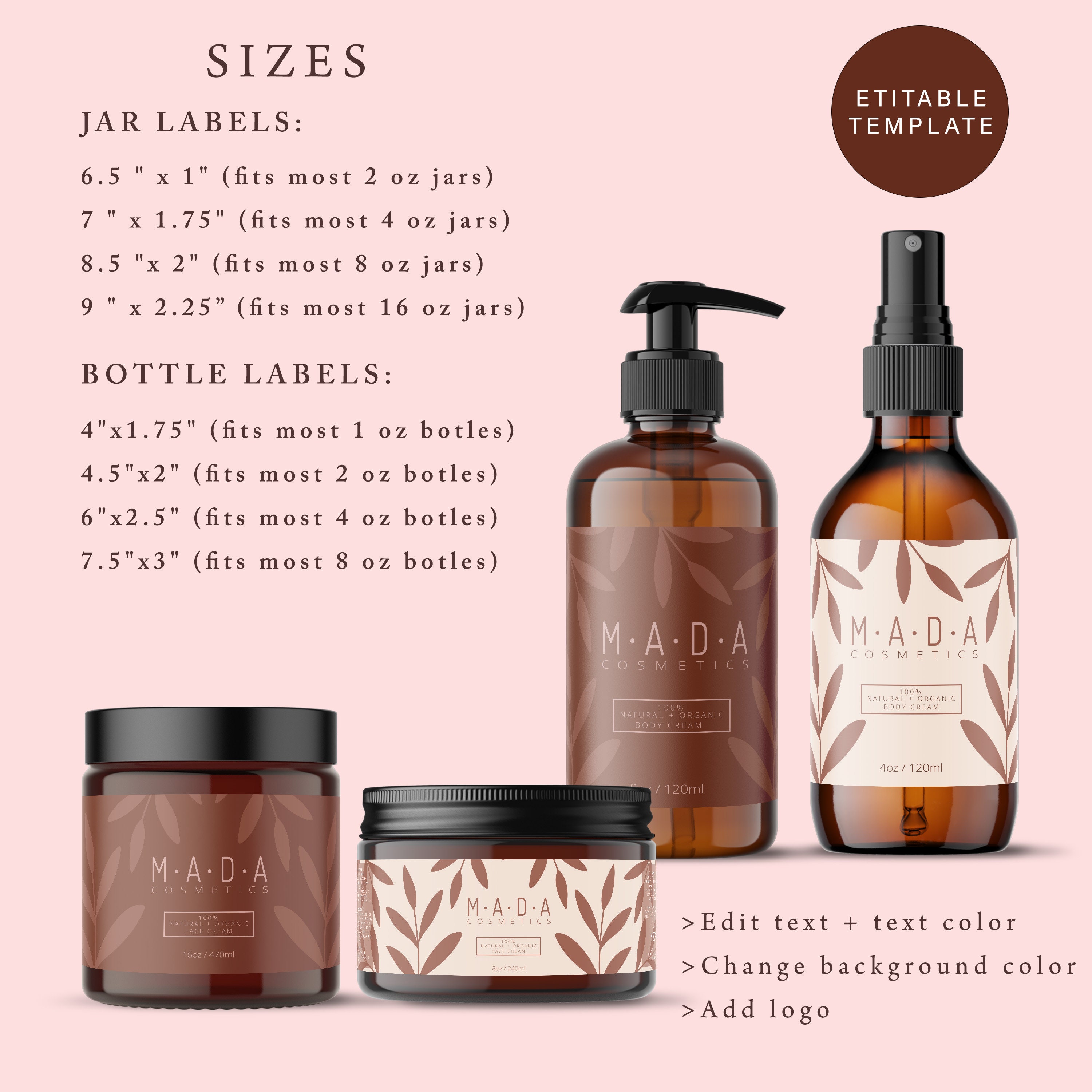 Editable Beauty Product Label Customisable Cosmetic Label - Etsy