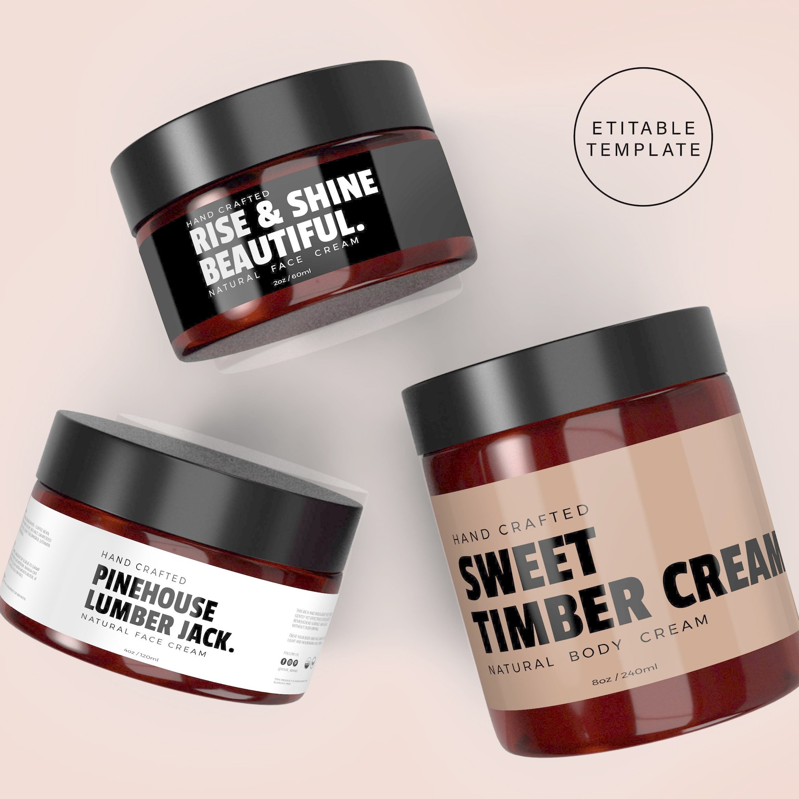 Editable Cosmetic Jar Label Template, Printable Beauty Product Label ...