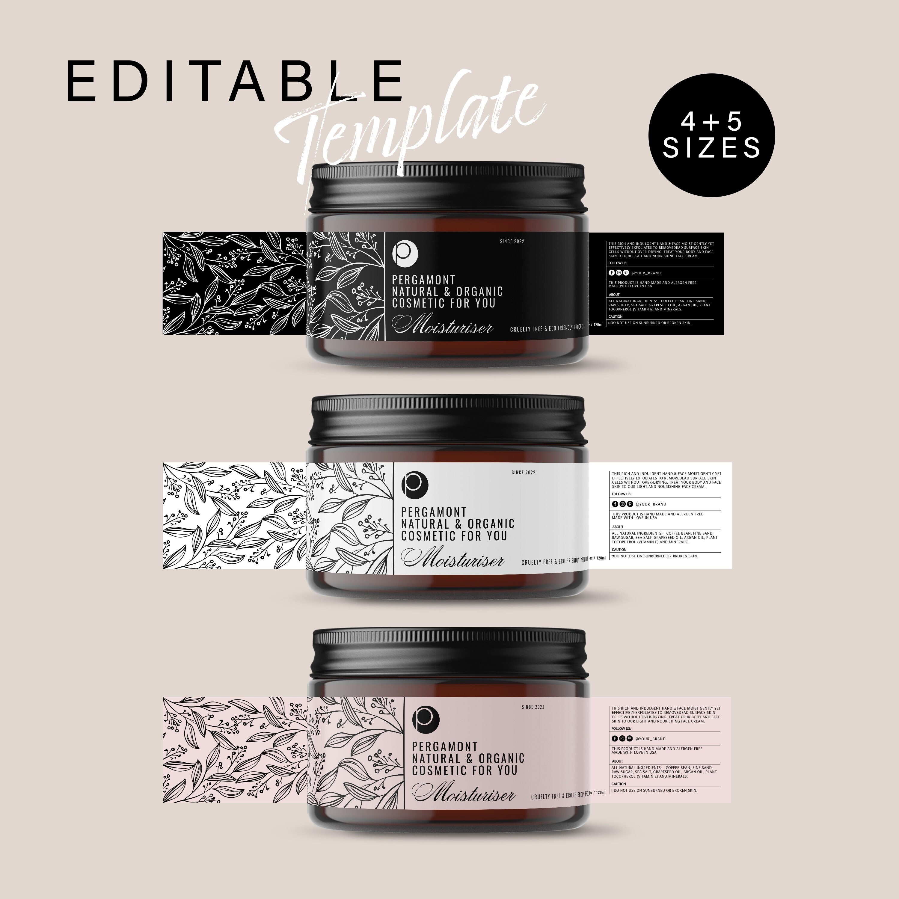 Editable Cosmetic Jar Label Template, DIY Beauty Product Label Design ...