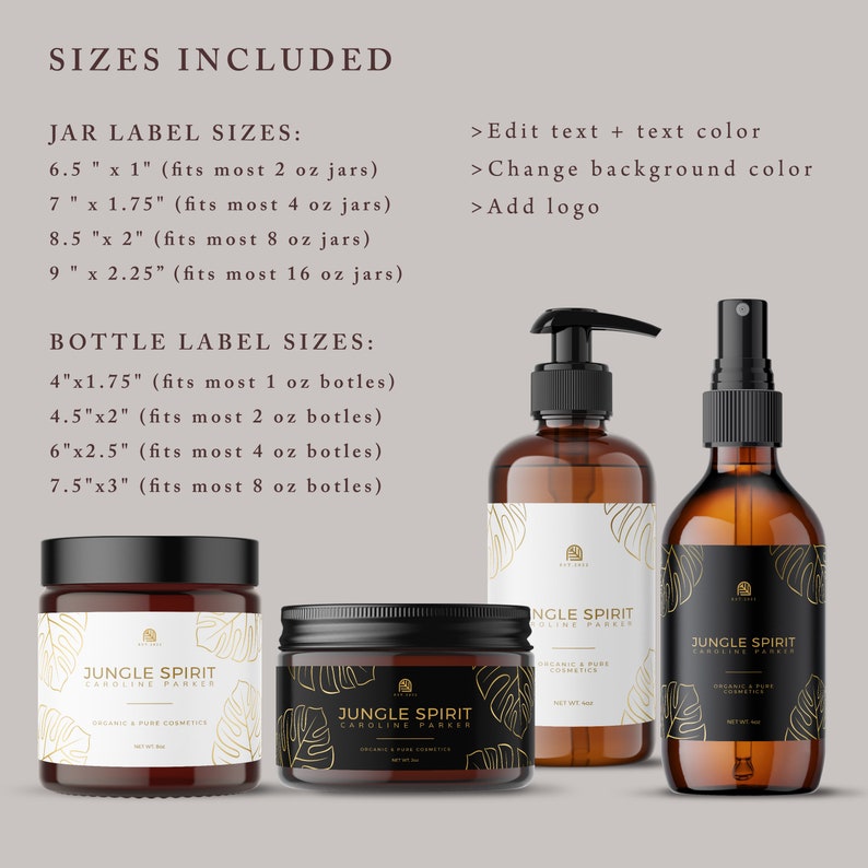 Editable Beauty Label Template DIY Cosmetic Label Templates - Etsy