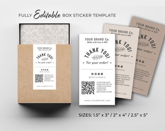 Editable Box Seal Label, Box Sticker Template, Order Packaging Sticker ...