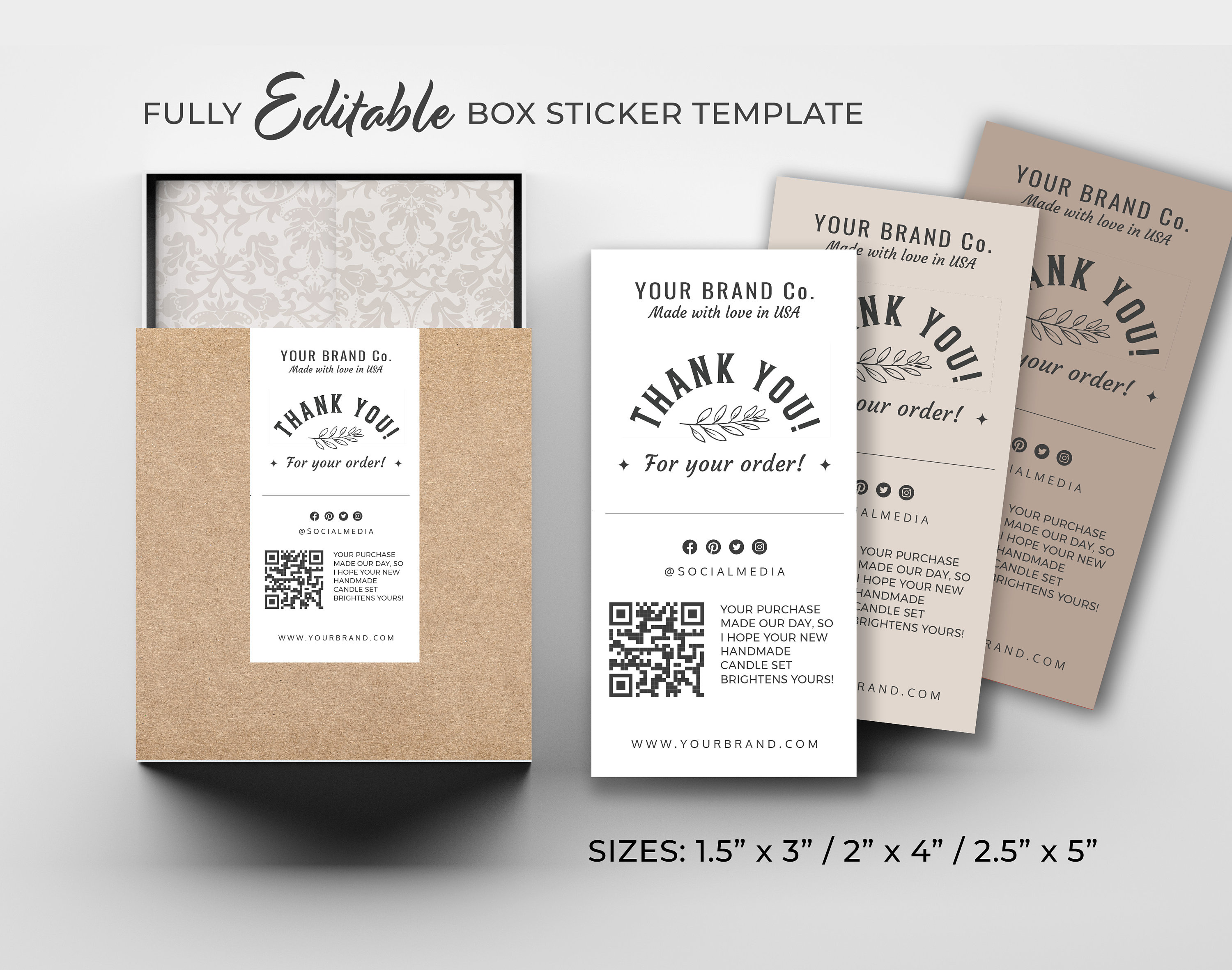 Editable Box Seal Label Template: Modern Packaging Sticker (digital ...