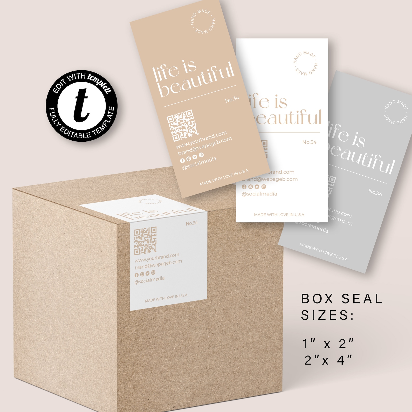 Editable Box Seal Label Box Sticker Modern Packaging Design | Etsy