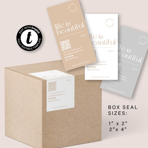 Editable Box Seal Label Box Sticker Template Box Packaging - Etsy