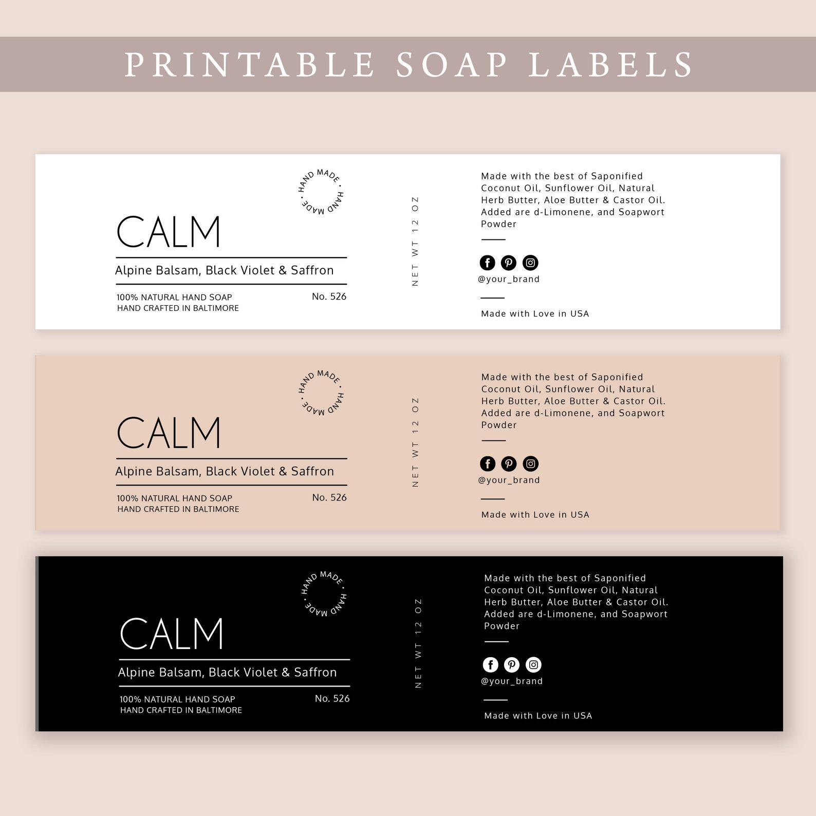 Printable Soap Label Download, Custom Whipped Soap Label Template ...