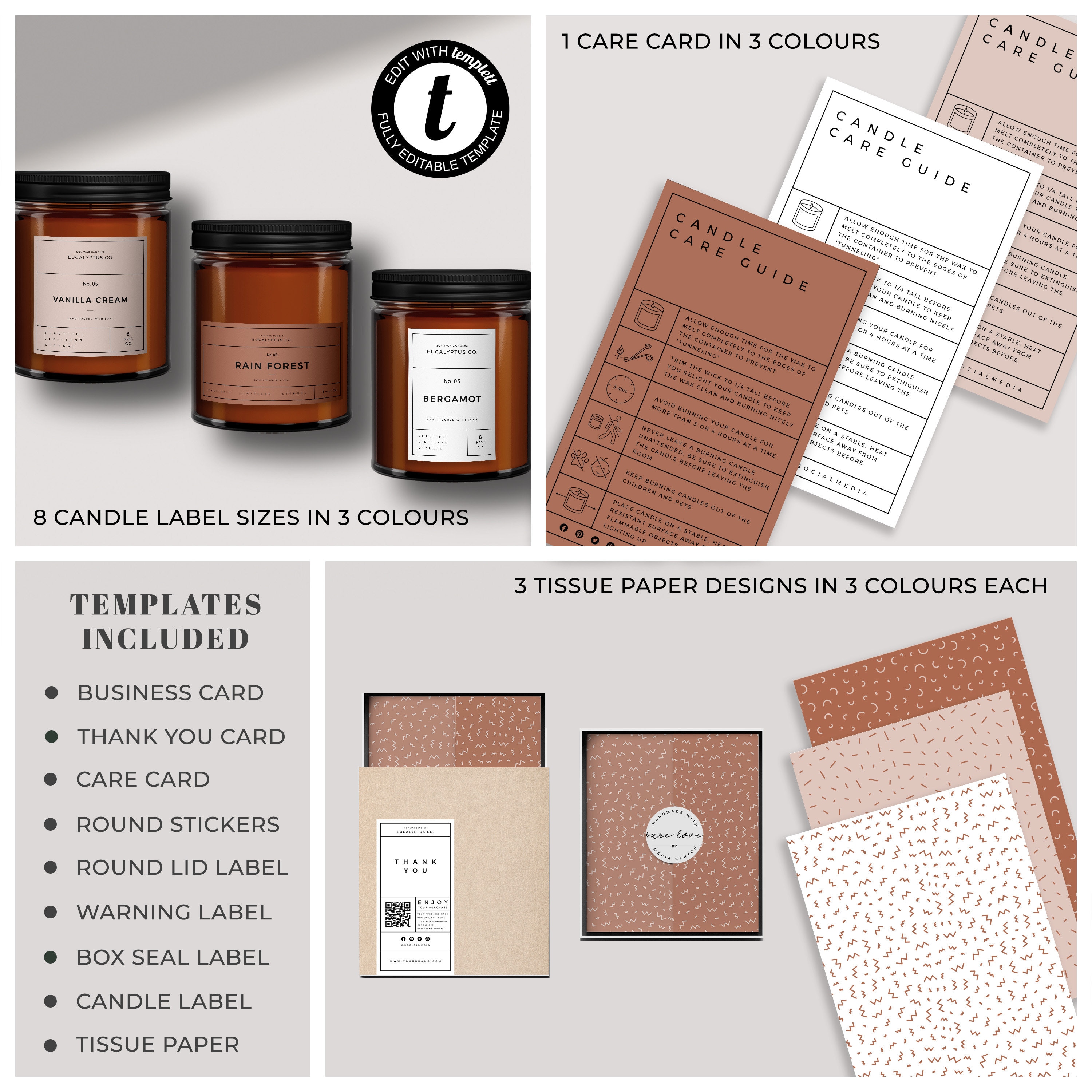 Editable Candle Branding Kit Template, Candle Making Kit, Candle ...