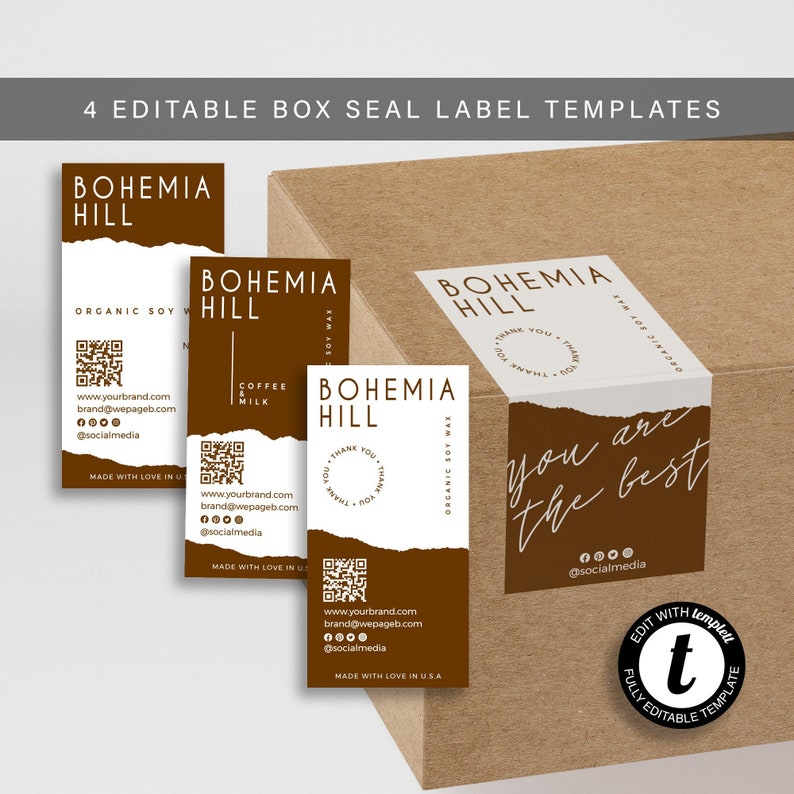 Editable Box Seal Label Template Box Sticker Modern Box - Etsy