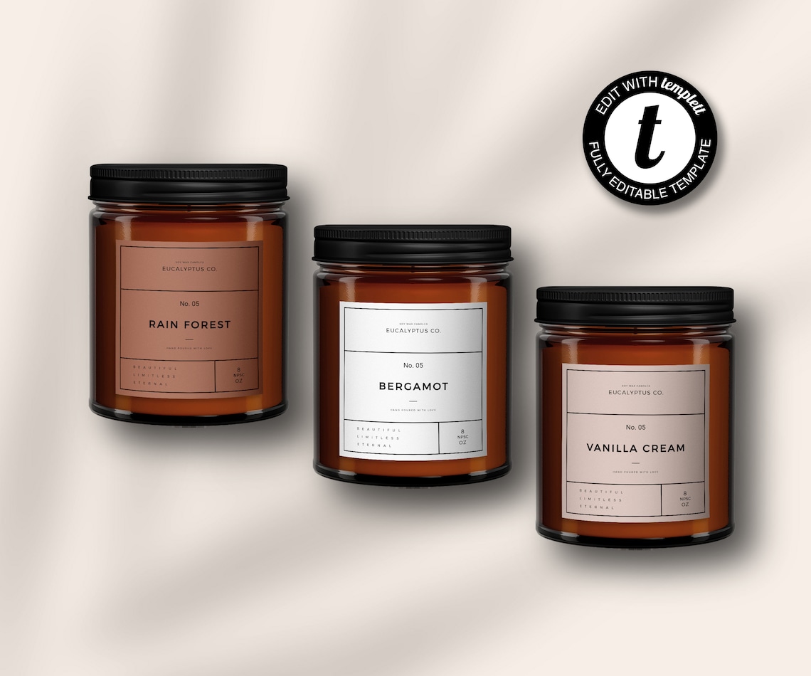 Editable Candle Label Template Wax Melt Label Minimal Style - Etsy