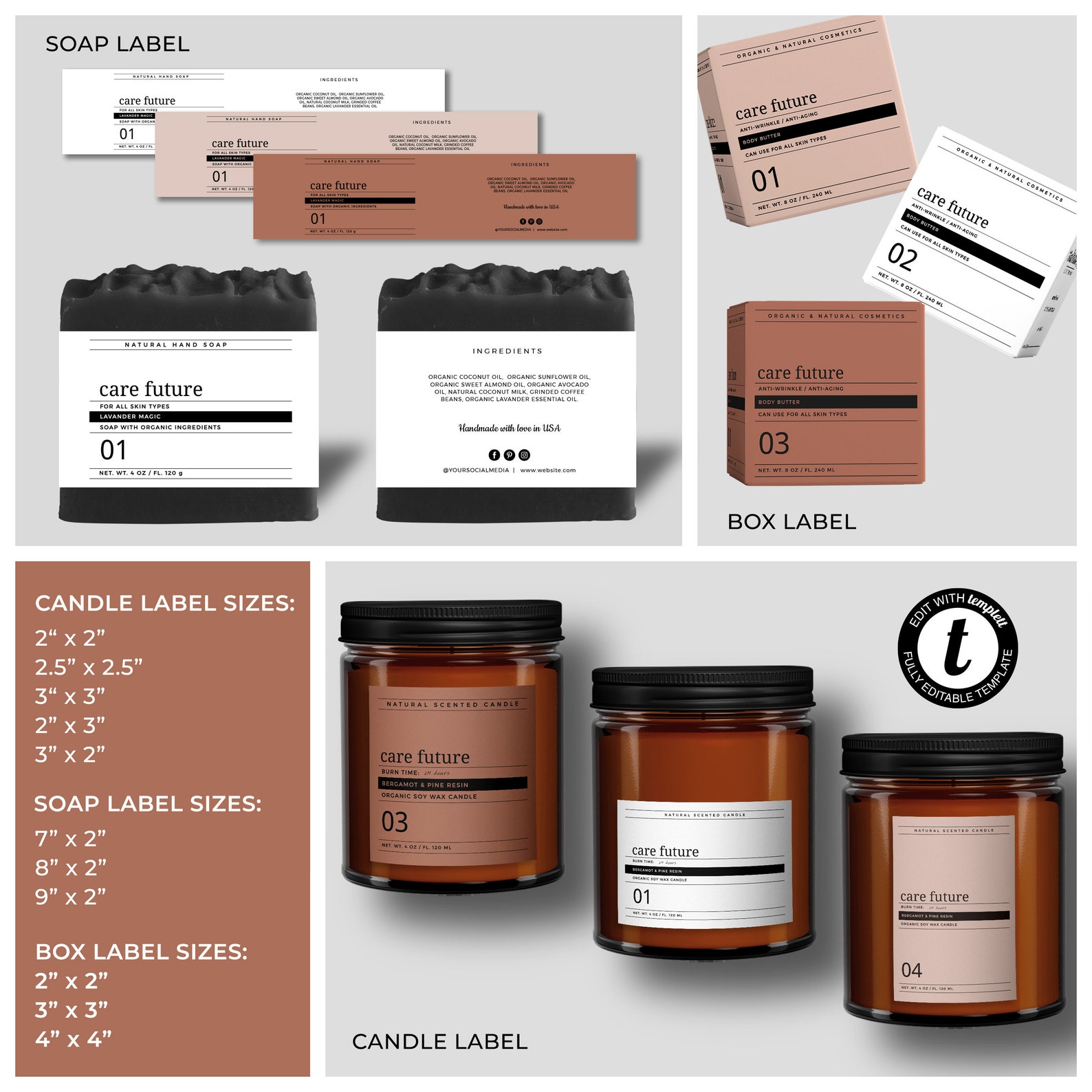 Editable Skincare Label Template, DIY Custom Beauty Product Label ...