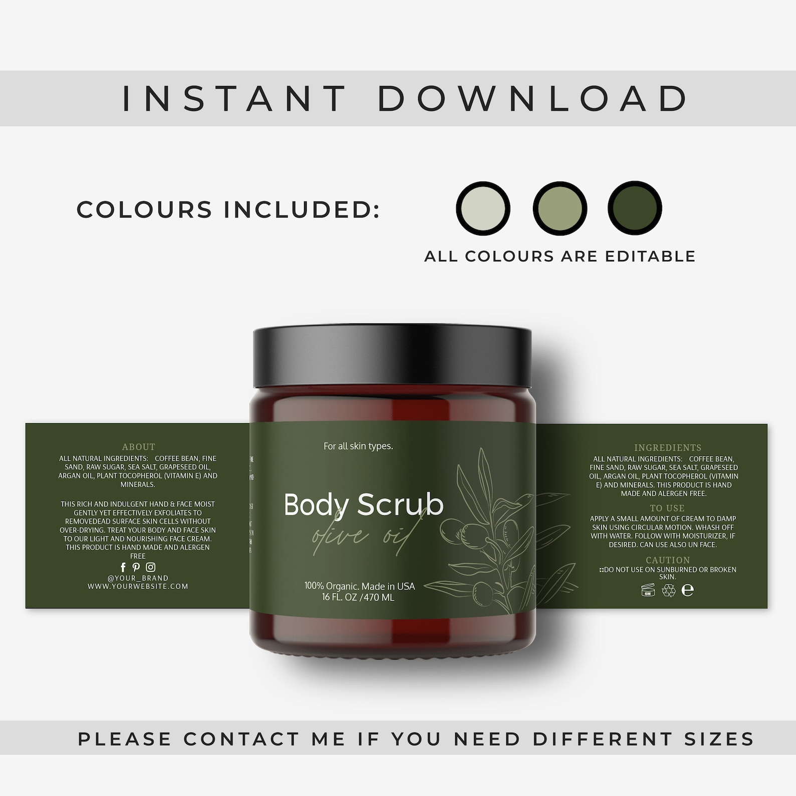 Editable Cosmetic Jar Label Template, Printable Beauty Product Label ...