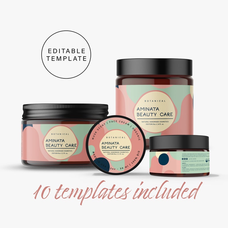 Editable Cosmetic Jar Label Template Printable Beauty Product - Etsy