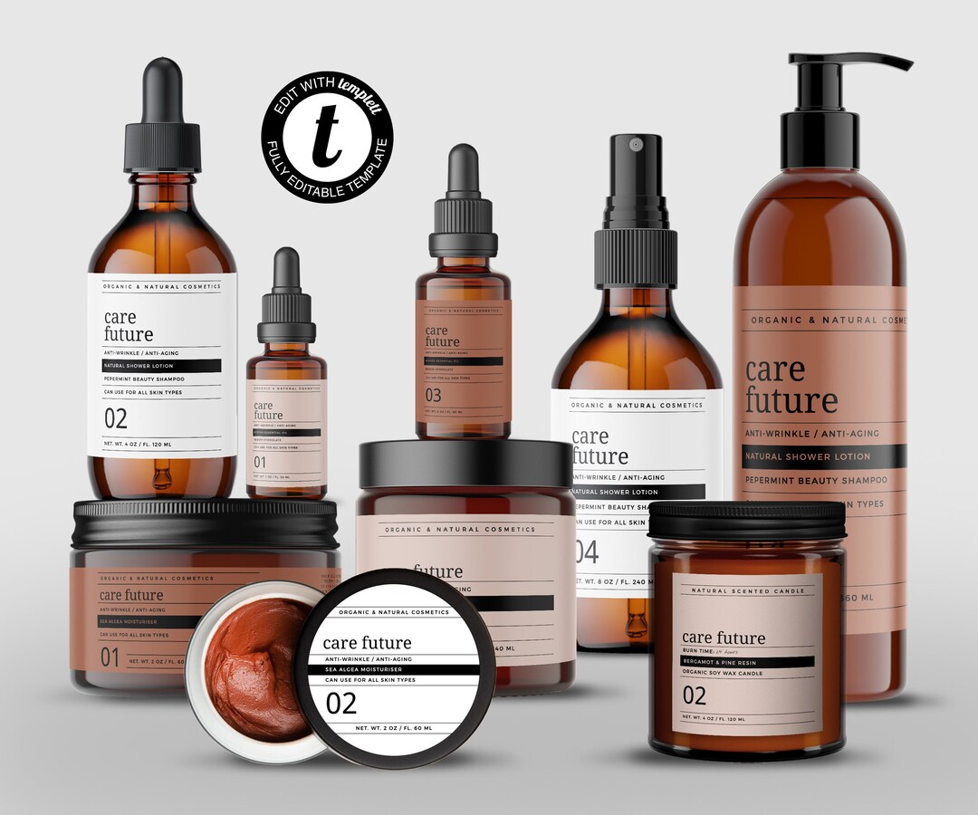 Editable Skincare Label Template, DIY Custom Beauty Product Labels ...