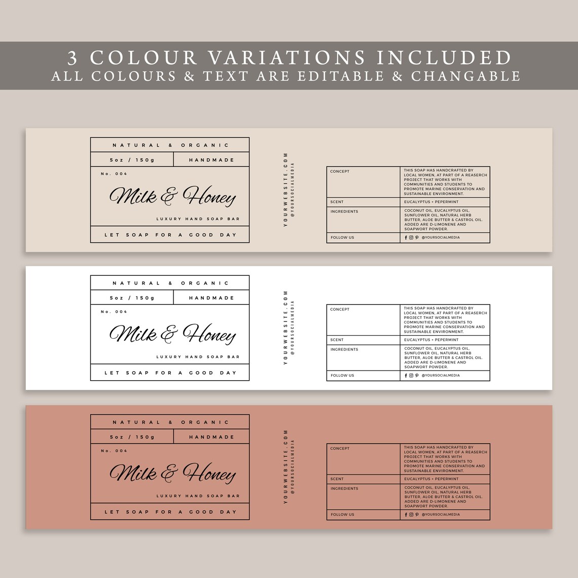 Editable Soap Label Template Printable Soap Label DIY Soap | Etsy