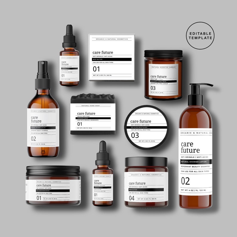 Editable Skincare Label Template, Printable Labels for Cosmetic ...