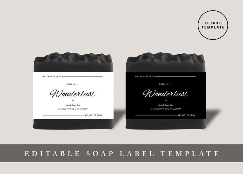 Modern Editable Bar Soap Label Template Printable Custom Soap Etsy