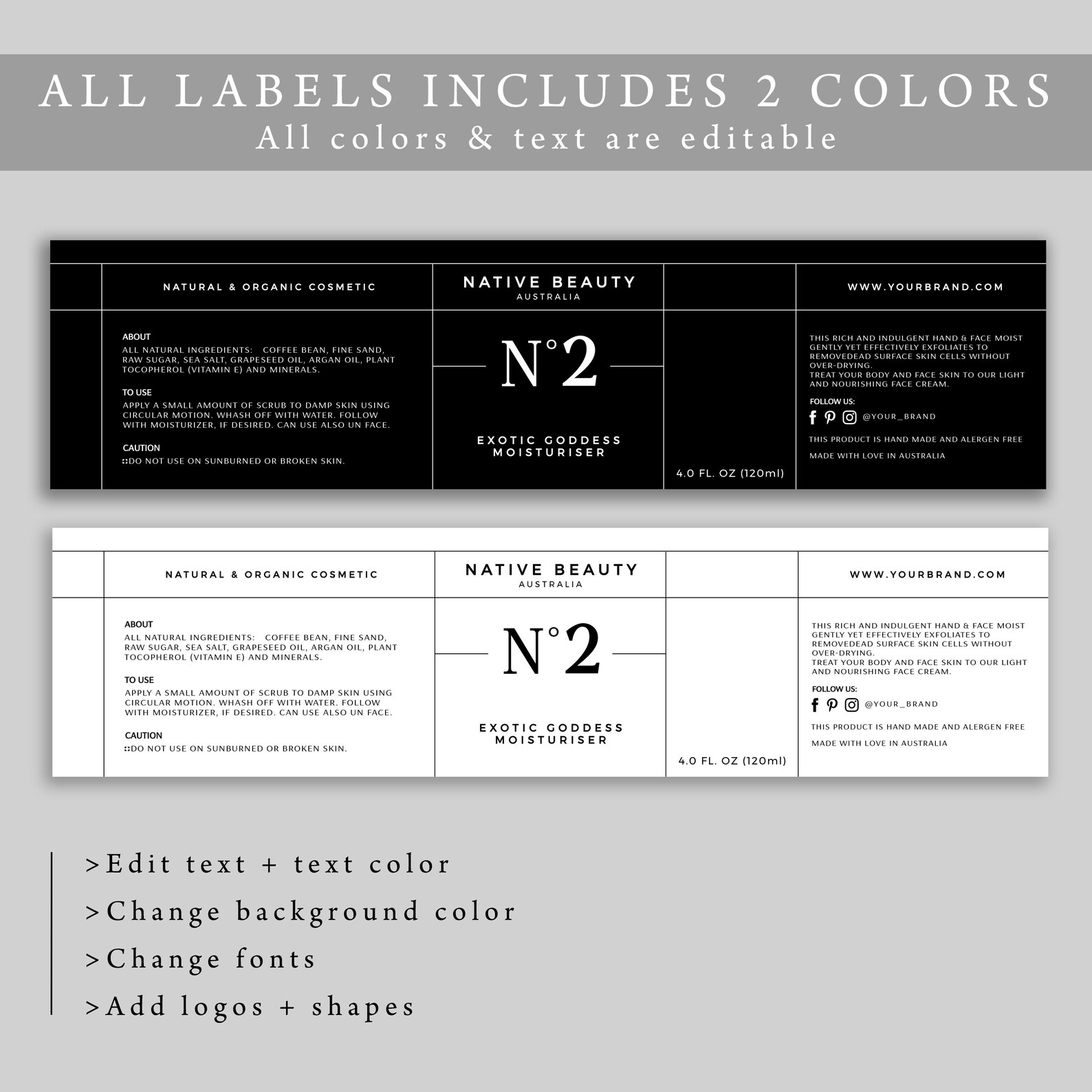 Editable Cosmetic Jar Label Template, Printable Skincare Product Label ...