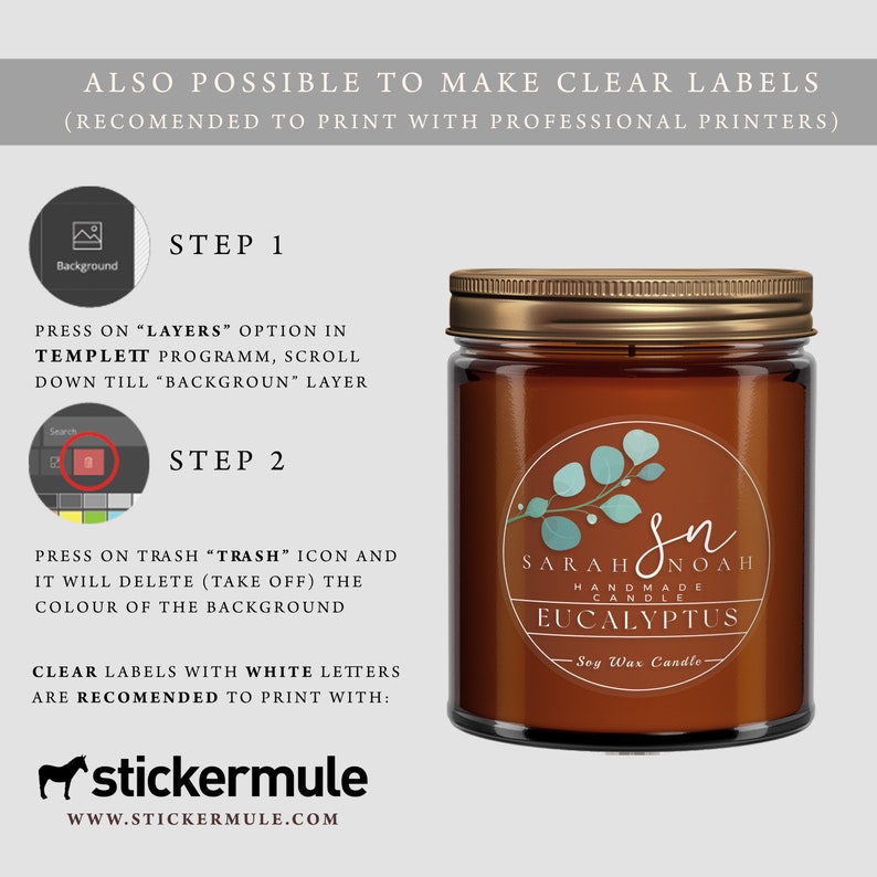Editable Modern Candle Label Template DIY Candle Sticker - Etsy