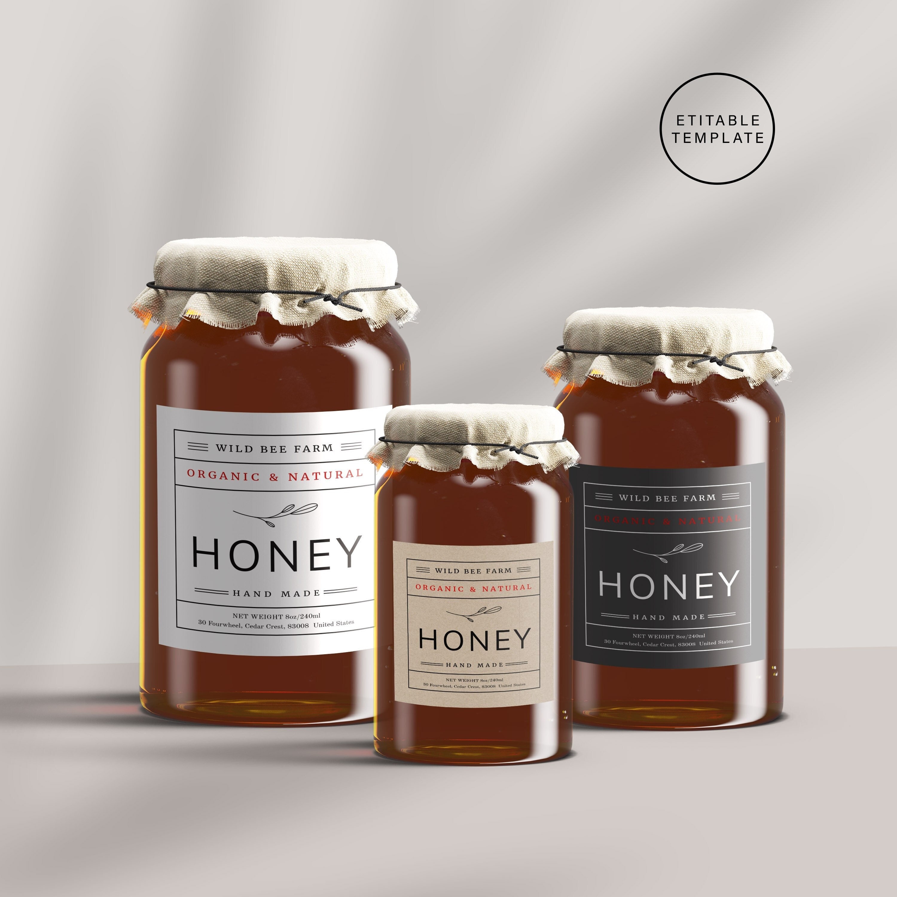 Editable Honey Preserve/jam Jar Label Template, Printable Honey ...