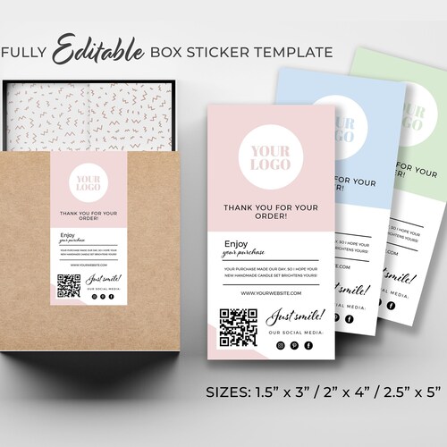 Editable Box Seal Label Box Sticker Template Box Packaging - Etsy
