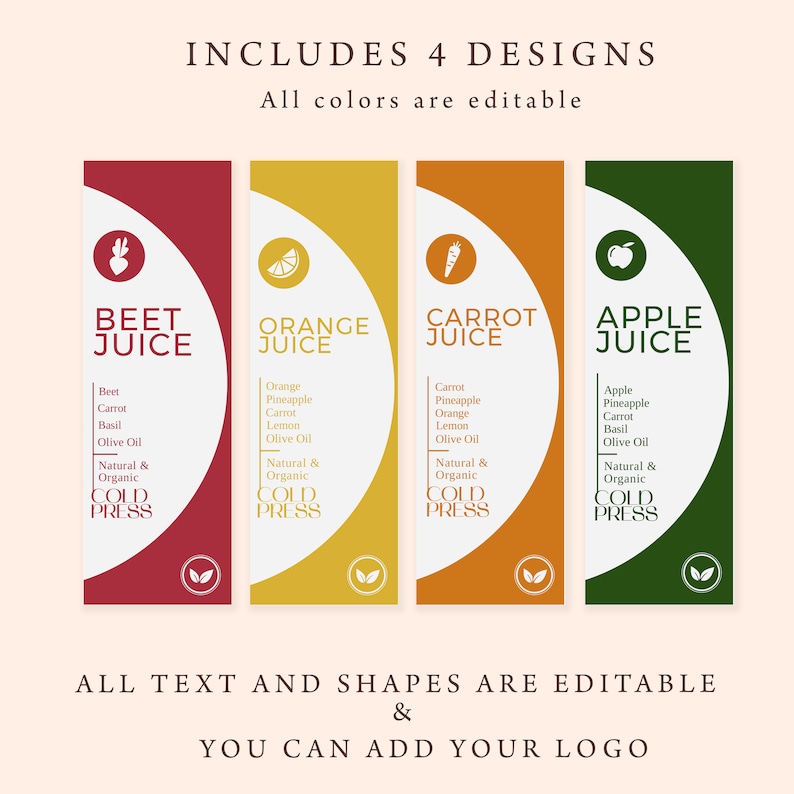 Editable Juice Bottle Label Template, Printable Clear Juice Bottle ...