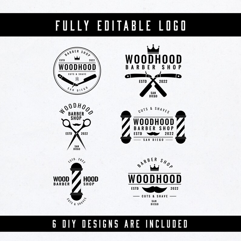Editable Logo Design Template 6 Self Editable Logo Bundle - Etsy