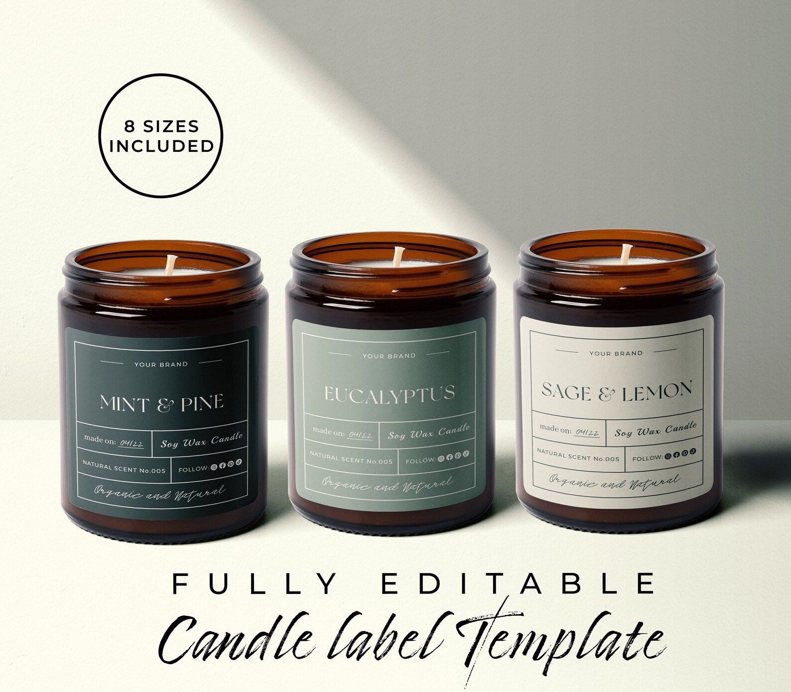 Editable Candle Label Template, Minimal Candle Label Design ...
