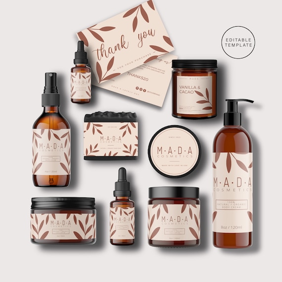 Editable Skincare Product Labels DIY Cosmetic Label Template - Etsy
