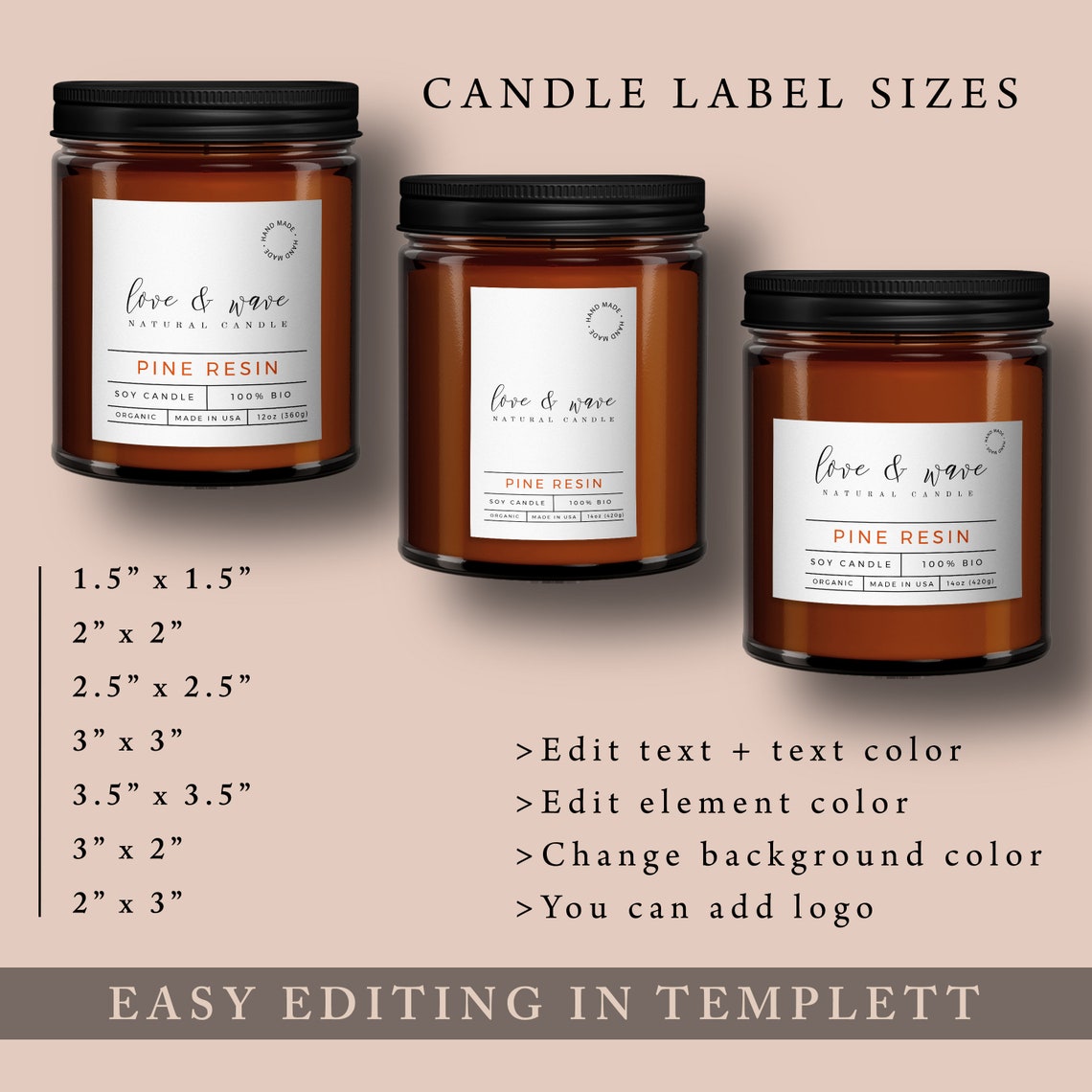 Customisable Cosmetic Label Template Editable Beauty Product - Etsy UK