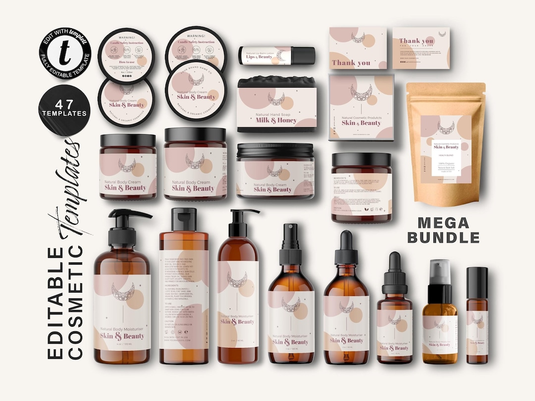 Editable Cosmetic Label Templates, Stylish Cosmetic Product Label ...