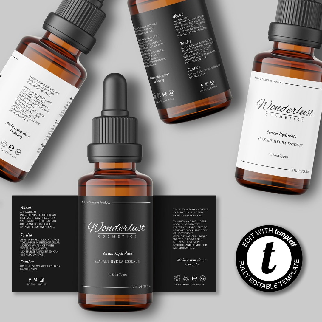 Dropper Bottle Label Template, Editable Oil Bottle Label, Tincture ...