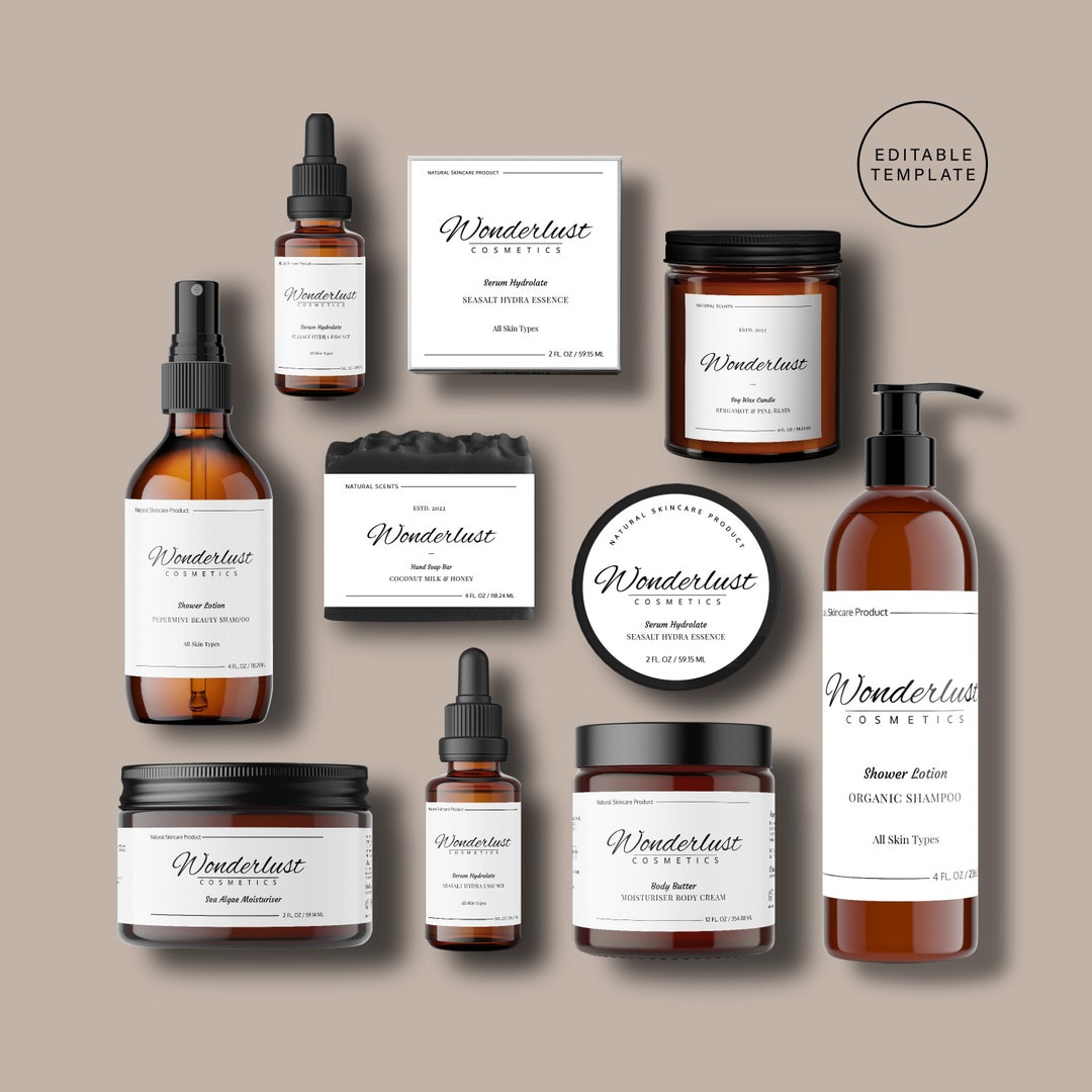 Editable Cosmetic Label Template, Customisable Skincare Product Labels ...