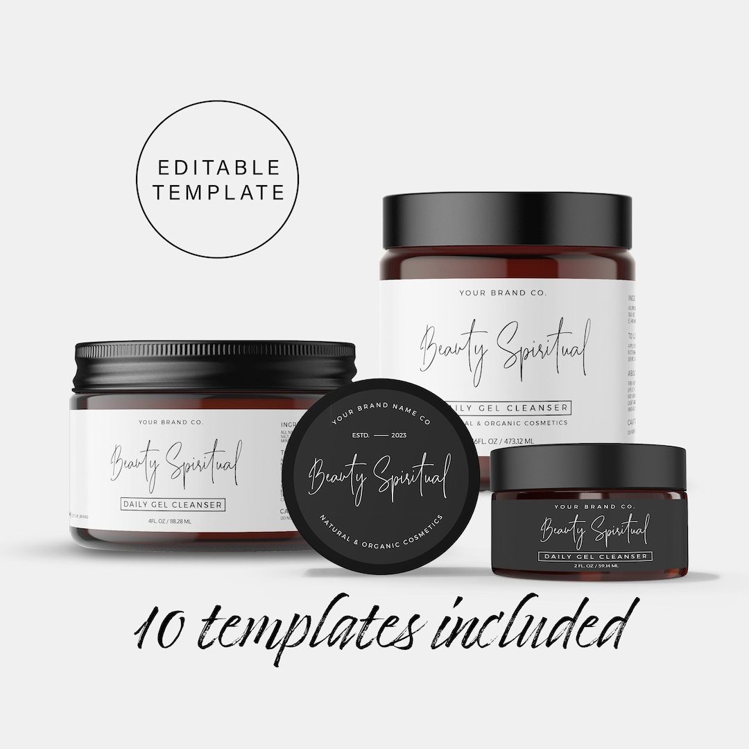 Editable Body Product Jar Labels DIY Wrap Around Skincare Jar - Etsy