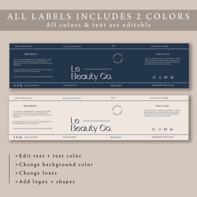 Editable Cosmetic Jar Label Template Printable Wrap Around - Etsy