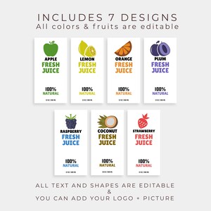 Editable Juice Bottle Label Template, Clear Juice Labels, Transparent ...