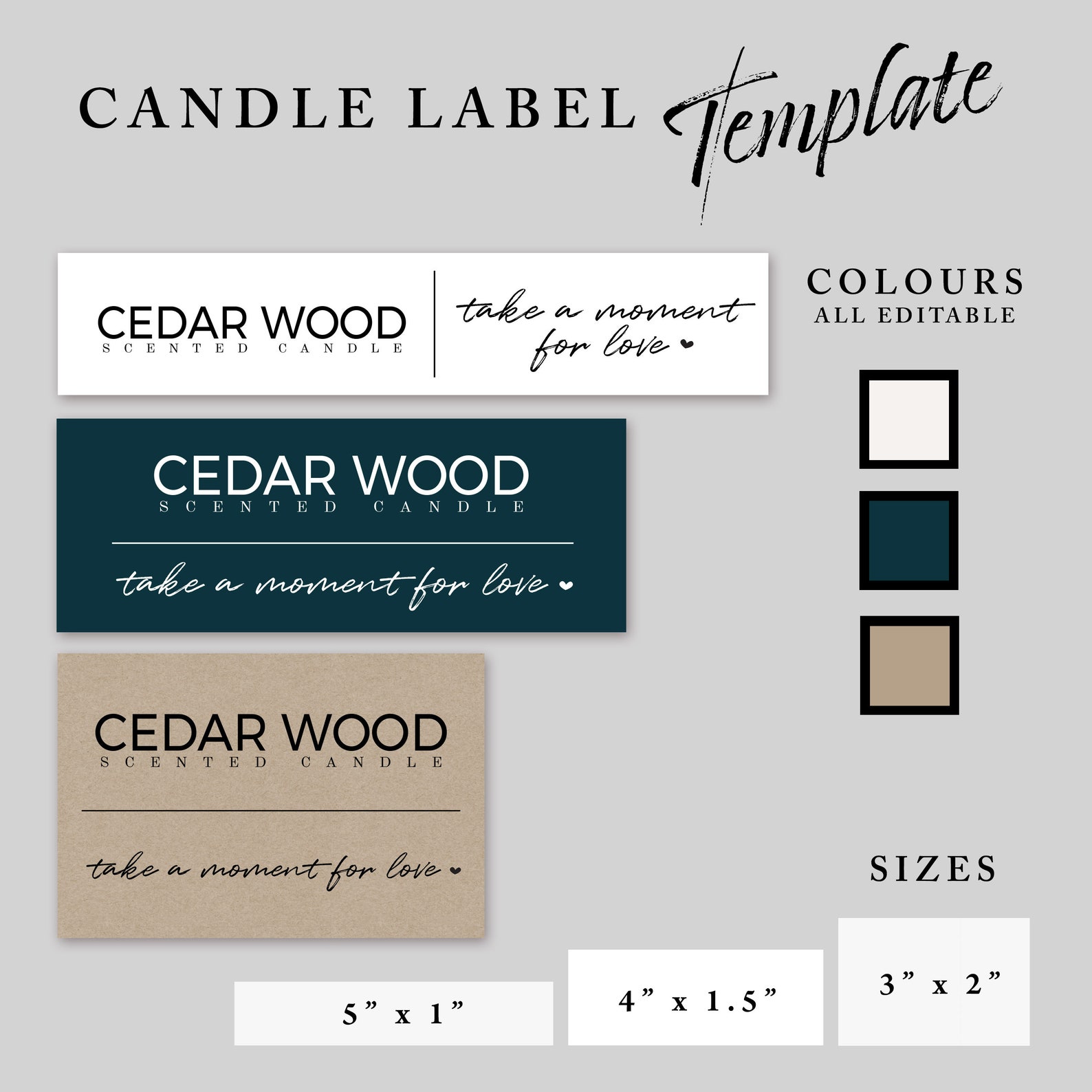 Editable Candle Label Template DIY Candle Label Custom | Etsy