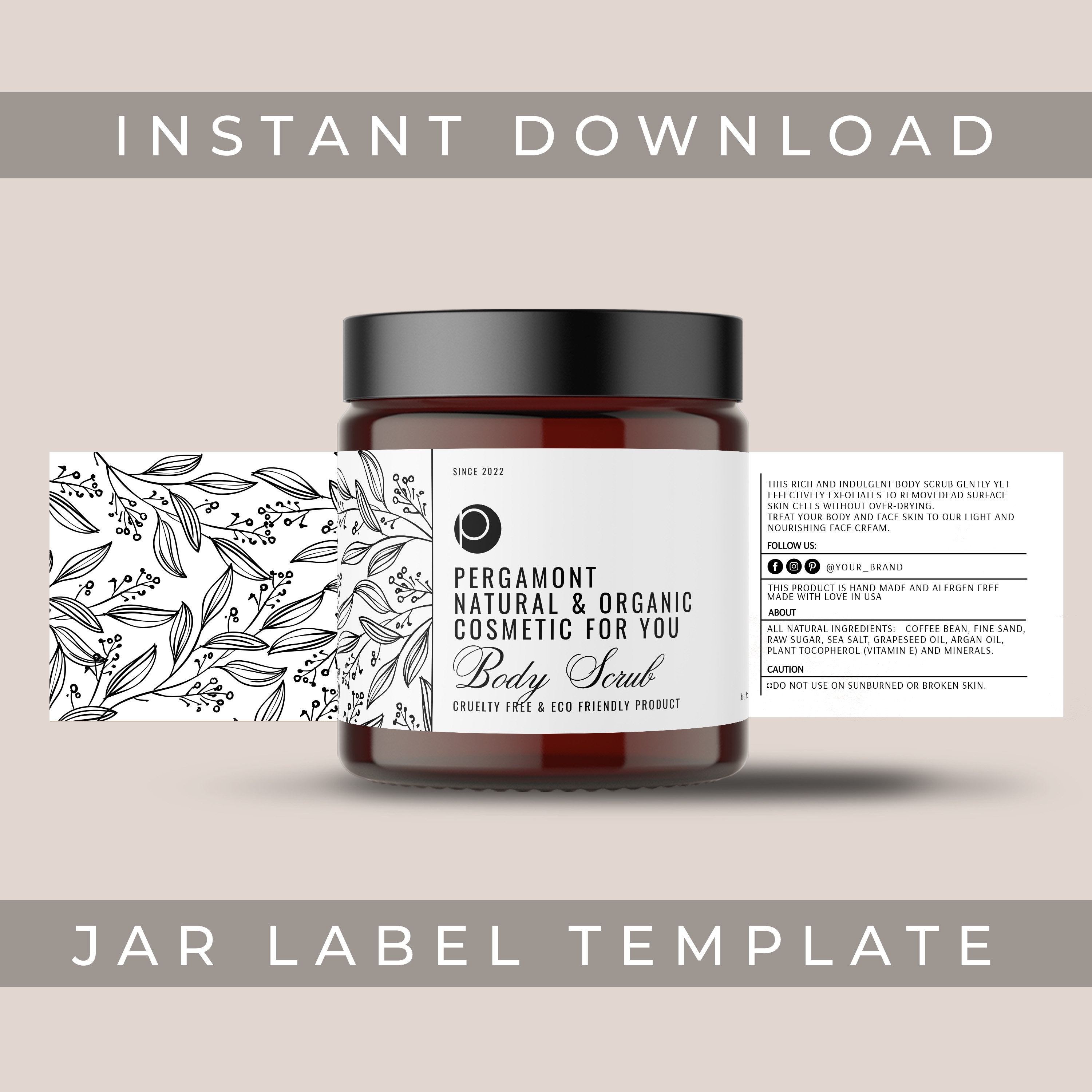 Editable Cosmetic Jar Label Template, DIY Beauty Product Label Design ...