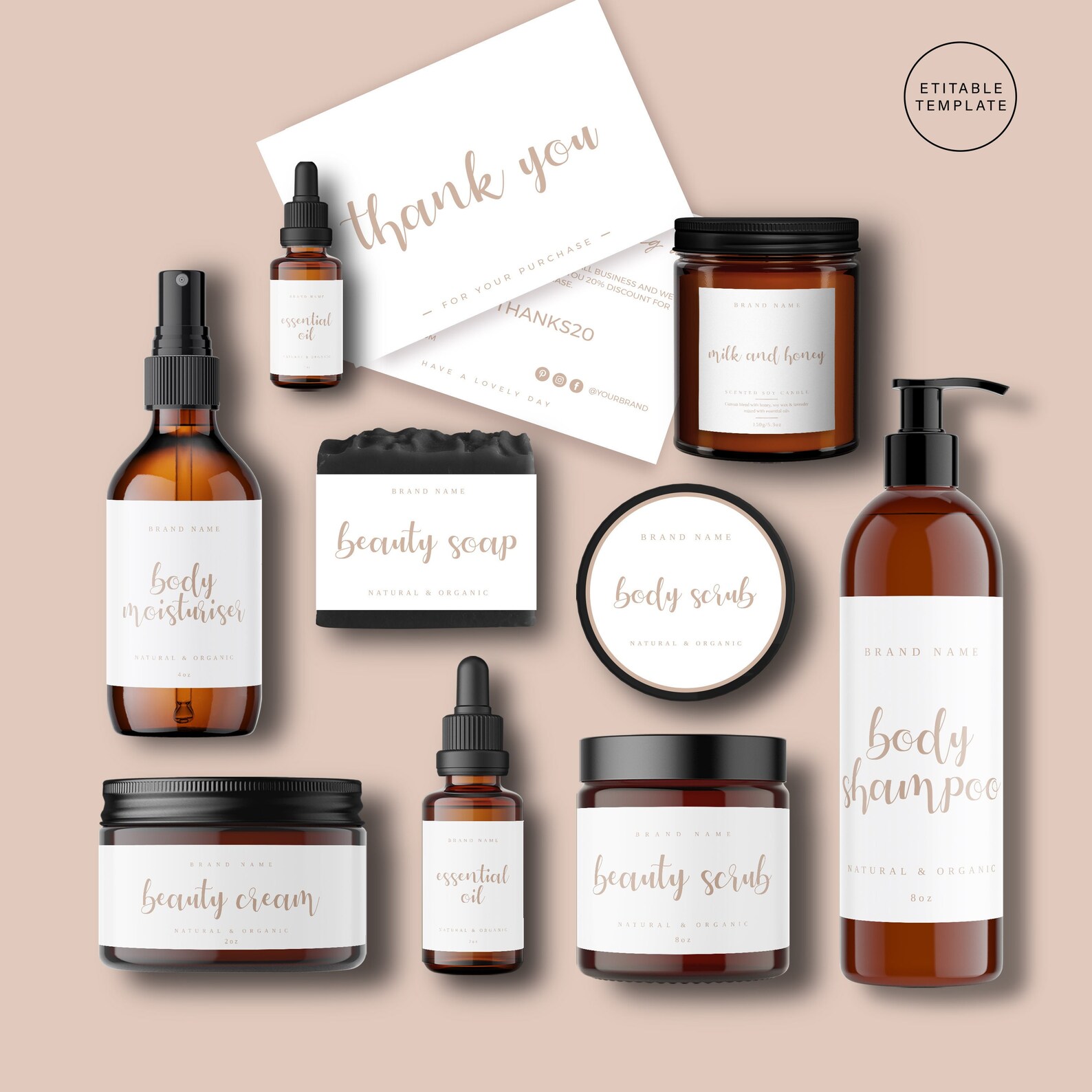 Editable Cosmetic Product Label Template Customisable Beauty - Etsy UK