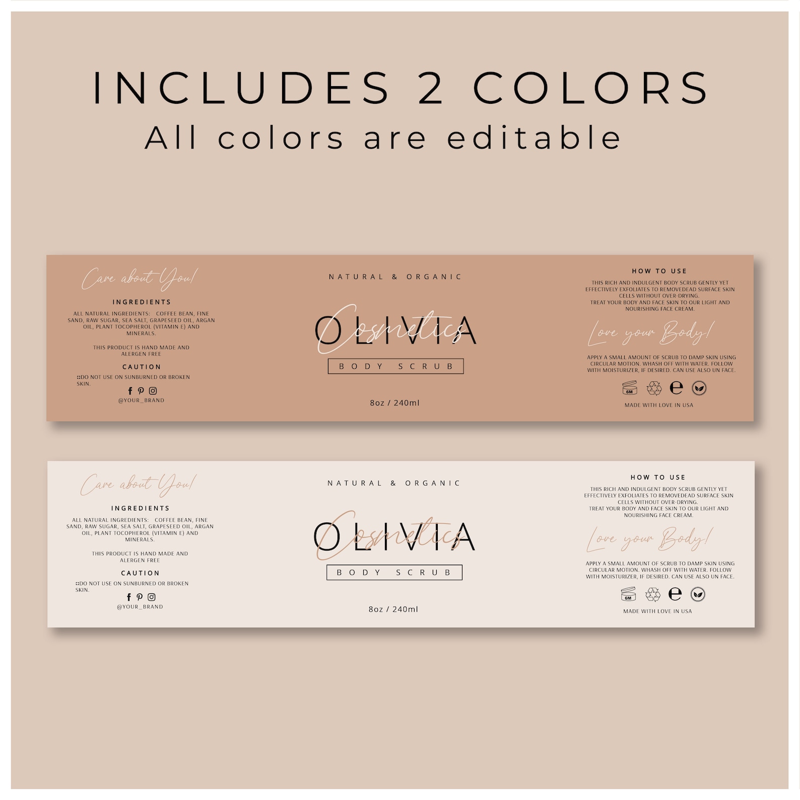 Editable Body Product Labels DIY Cosmetic Labels Editable | Etsy