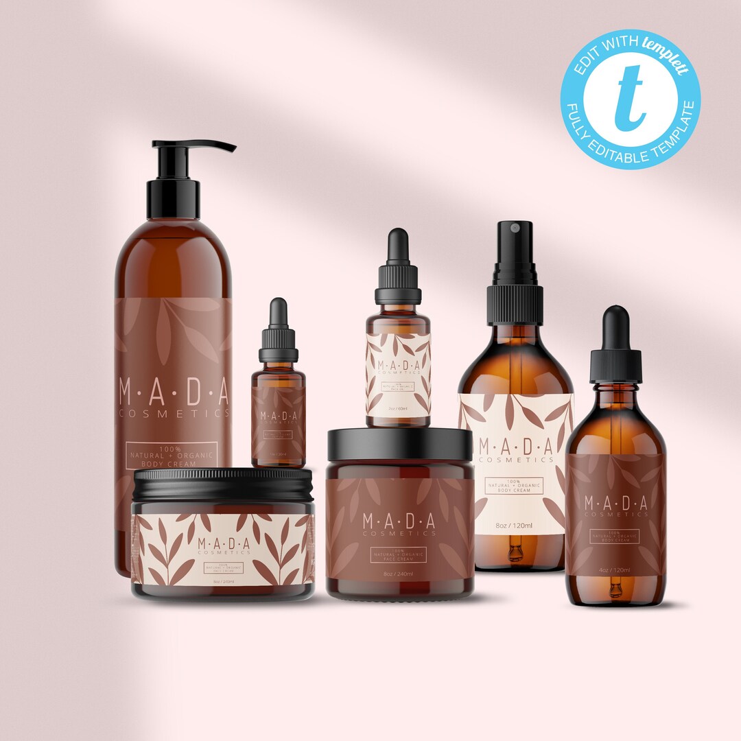 Editable Beauty Product Label, Customisable Cosmetic Label Template ...