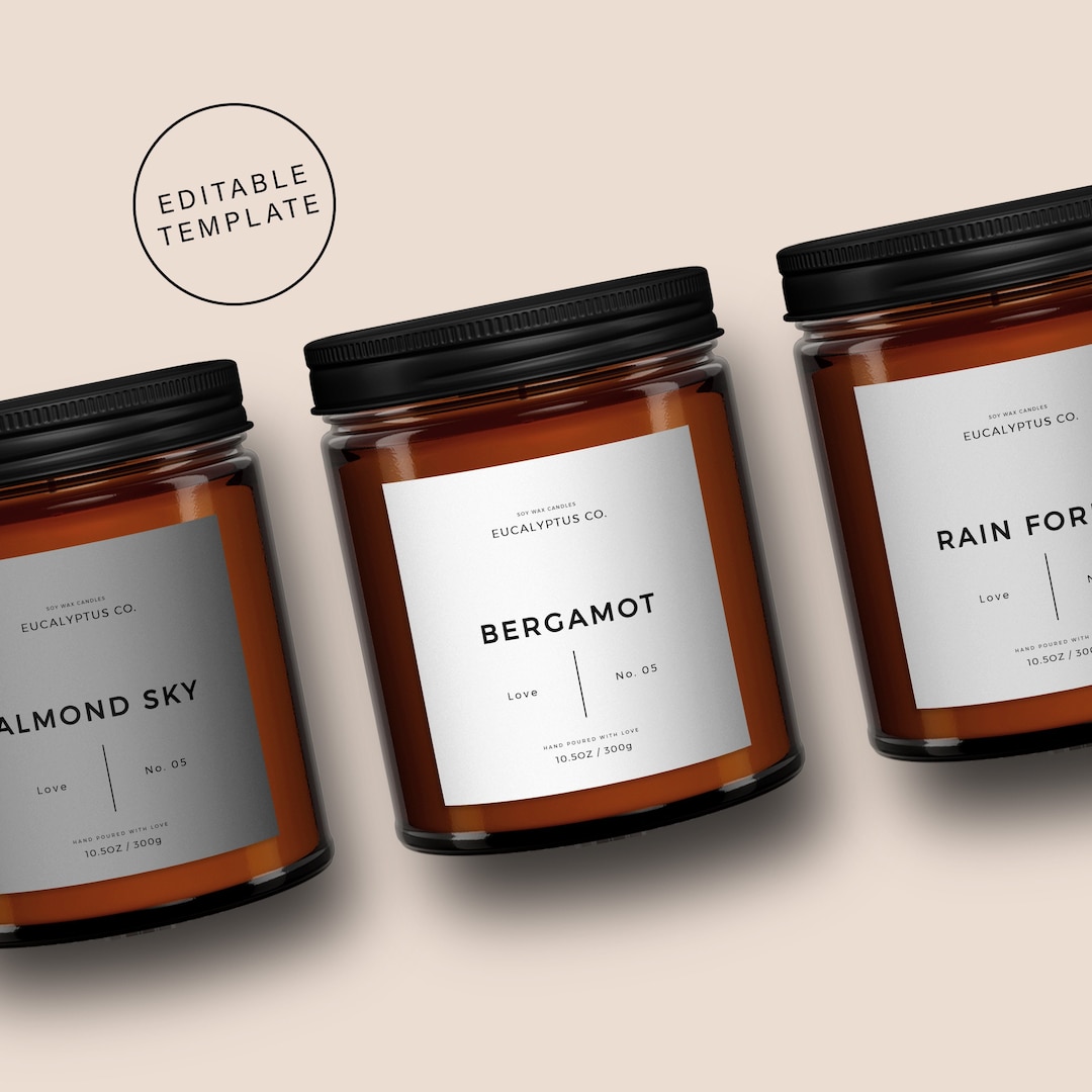Printable Candle Label Template, Modern Candle Label Design ...