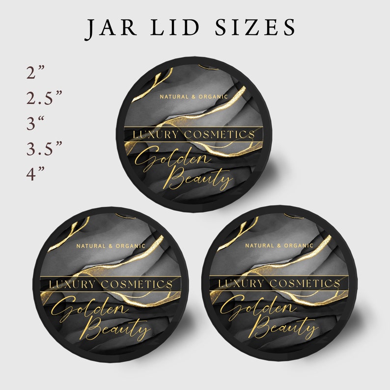 Editable Gold Cosmetic Jar Label Template, Printable Beauty Product ...
