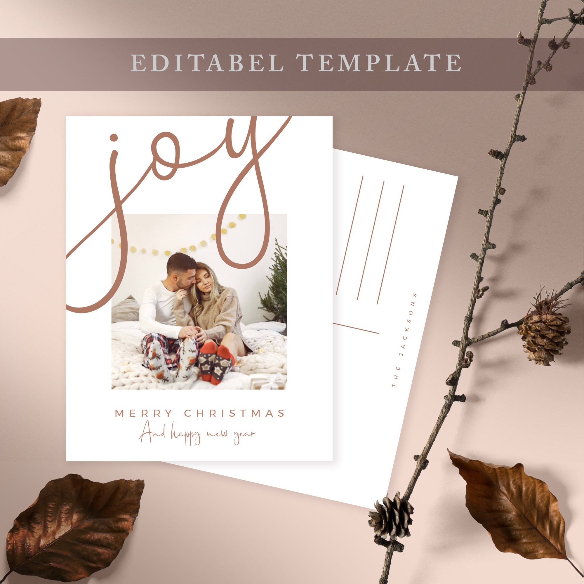 Editable Christmas Card Template Christmas Card With Photo - Etsy