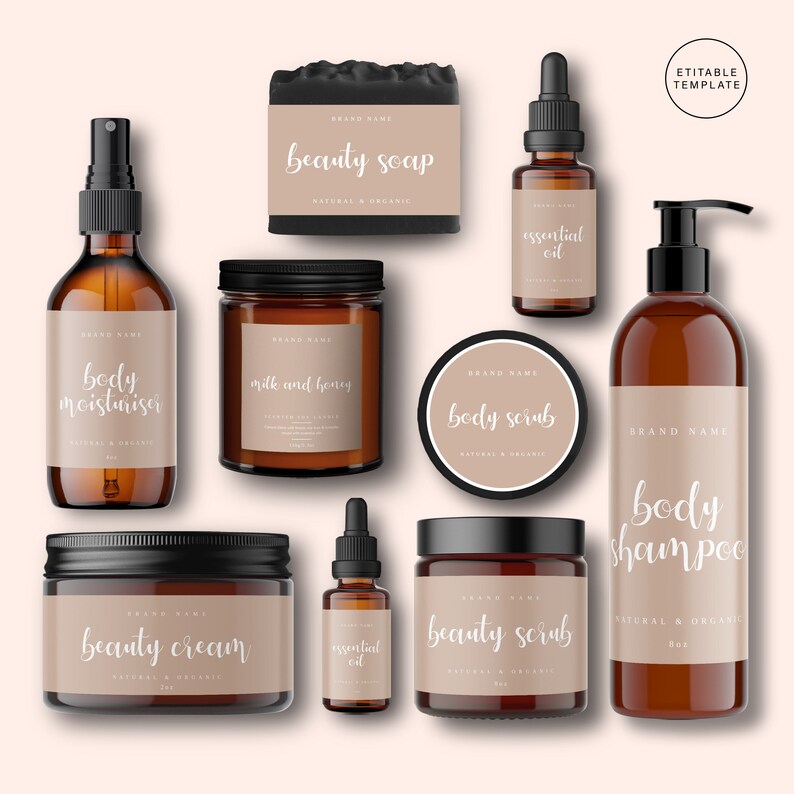 Editable Cosmetic Product Label Template Customisable Beauty - Etsy UK