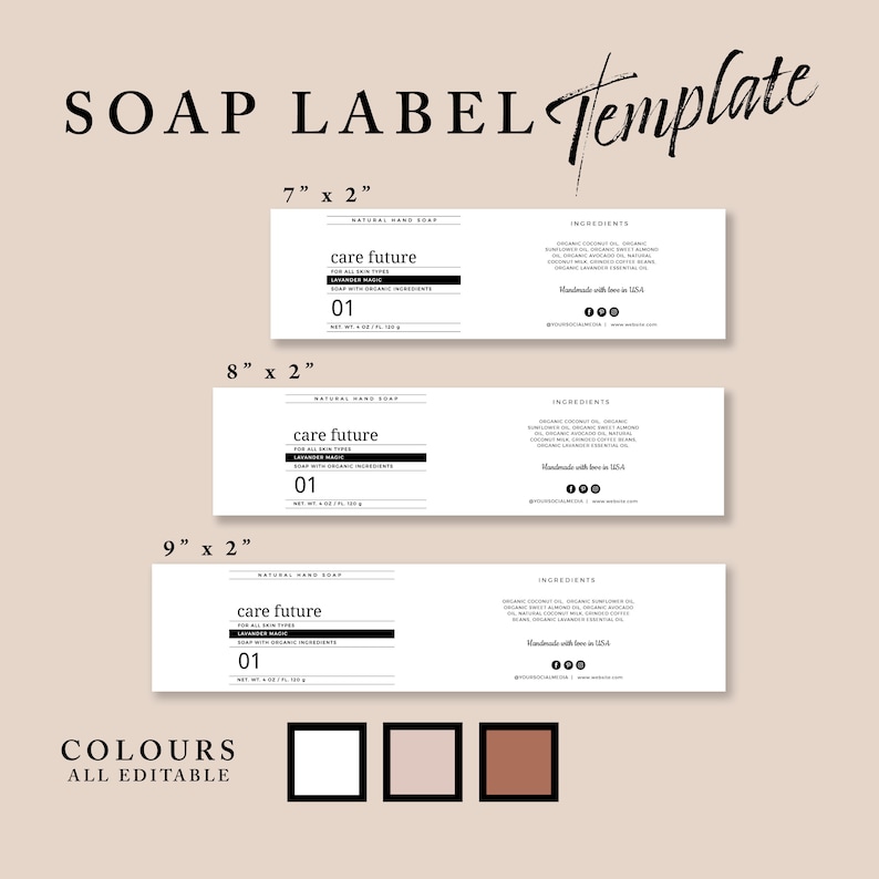 Editable Soap Label Template Printable Soap Bar Label Soap - Etsy