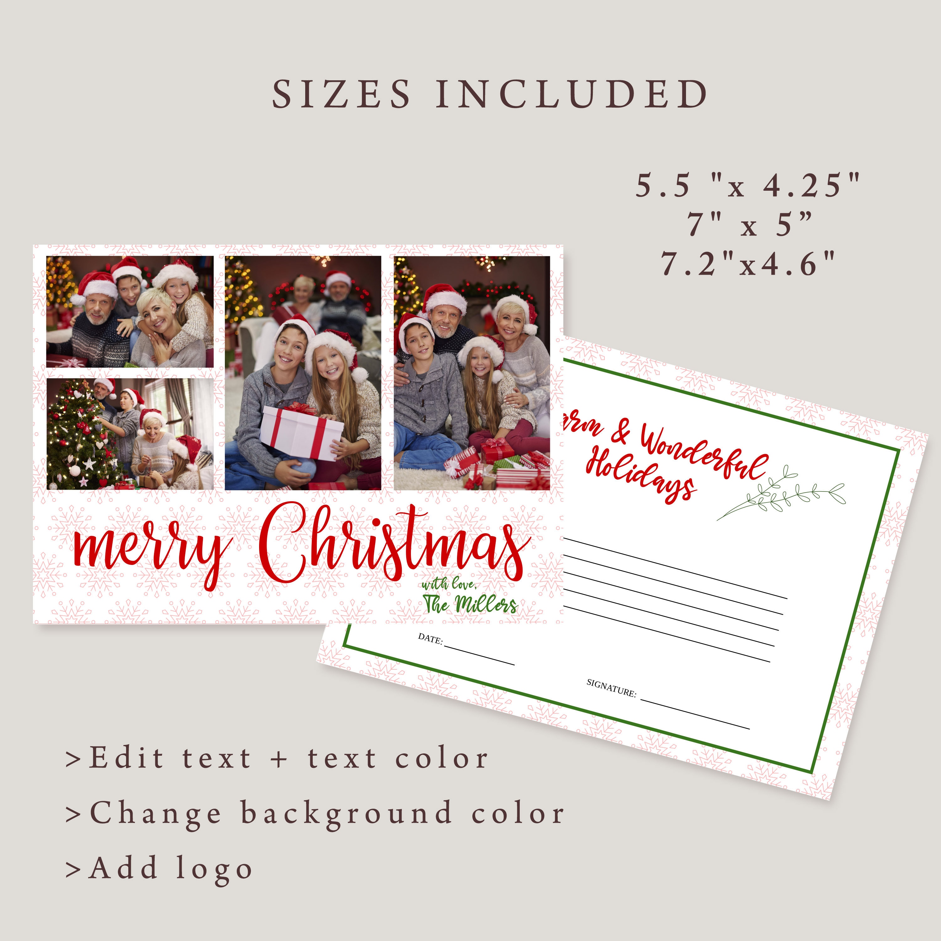 Editable Holiday Card Template Printable Christmas Card Xmas | Etsy