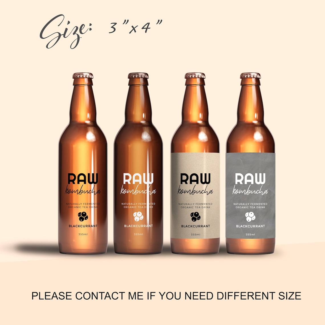 Editable Kombucha Bottle Label Template Printable Smoothie - Etsy